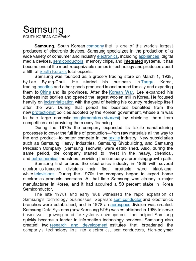 Samsung Company Profile | PDF | Samsung | South Korea