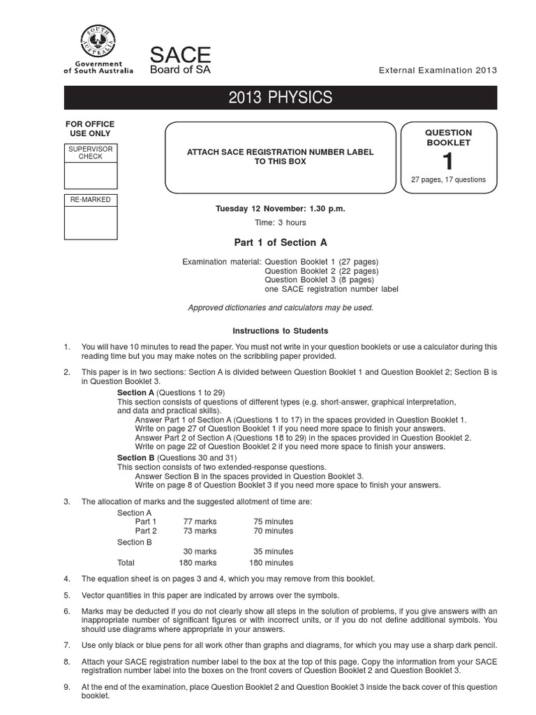 2013 Physics Examination Paper | PDF | Orbit | Wavelength