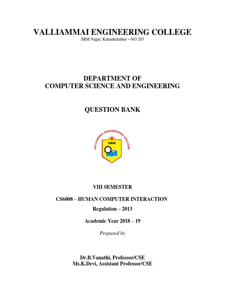 CS6008-Human Computer Interaction | PDF | Usability | Human–Computer ...