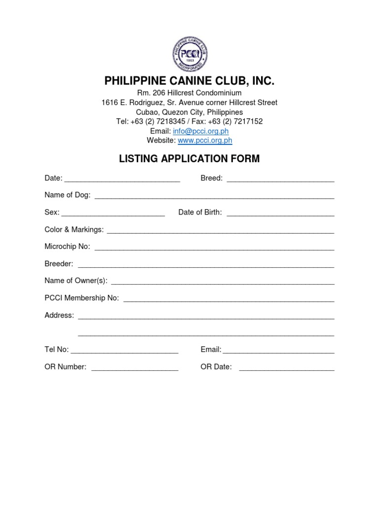 PCCI Registration Application Form | PDF