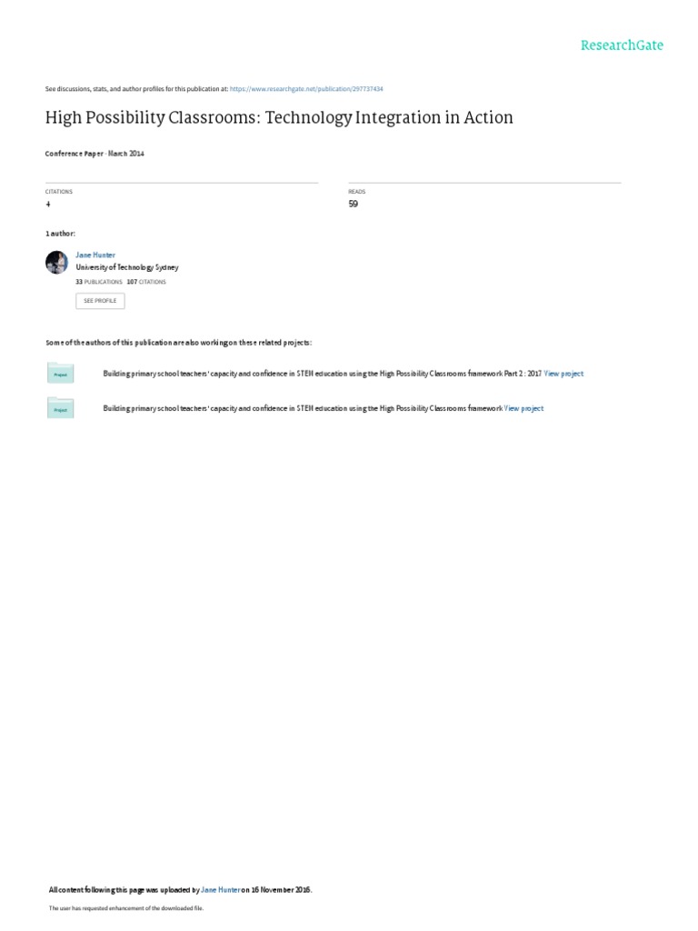 2014 High Possibility Classrooms Technol | PDF | Pedagogy | Teachers