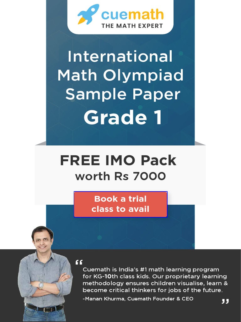 International Math Olympiad Sample Paper: Grade 1 | PDF | Teaching ...