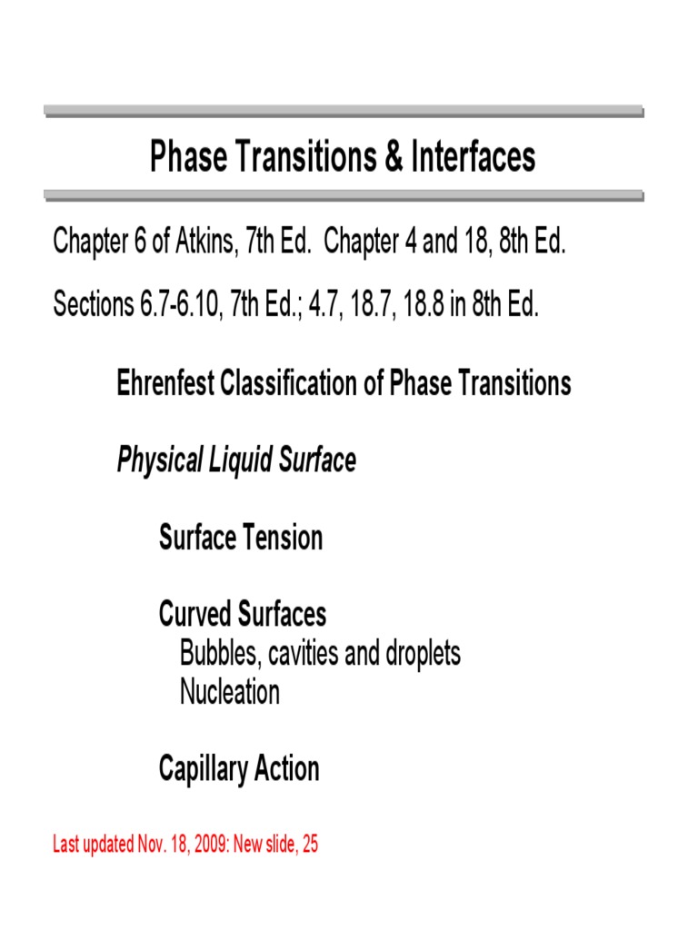 Phase Transitions & Interfaces | PDF | Nucleation | Surface Tension