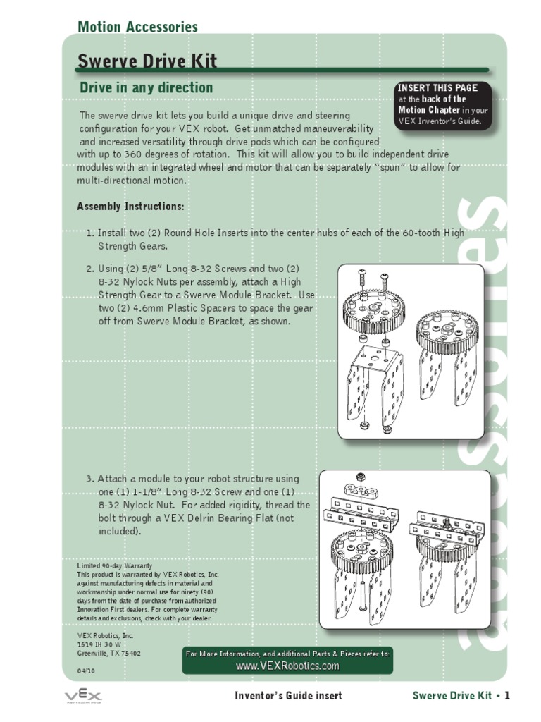 Swerve Drive Kit: Motion Accessories | PDF | Screw | Gear