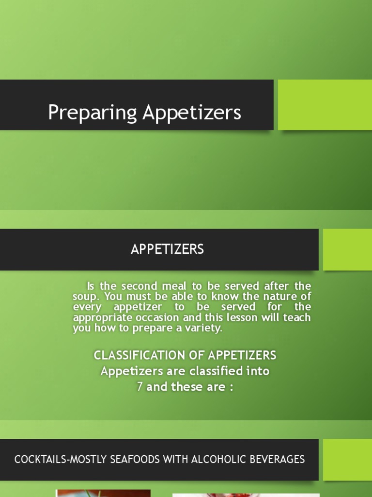 Preparing Appetizers | PDF | Hors D'oeuvre | Dumpling