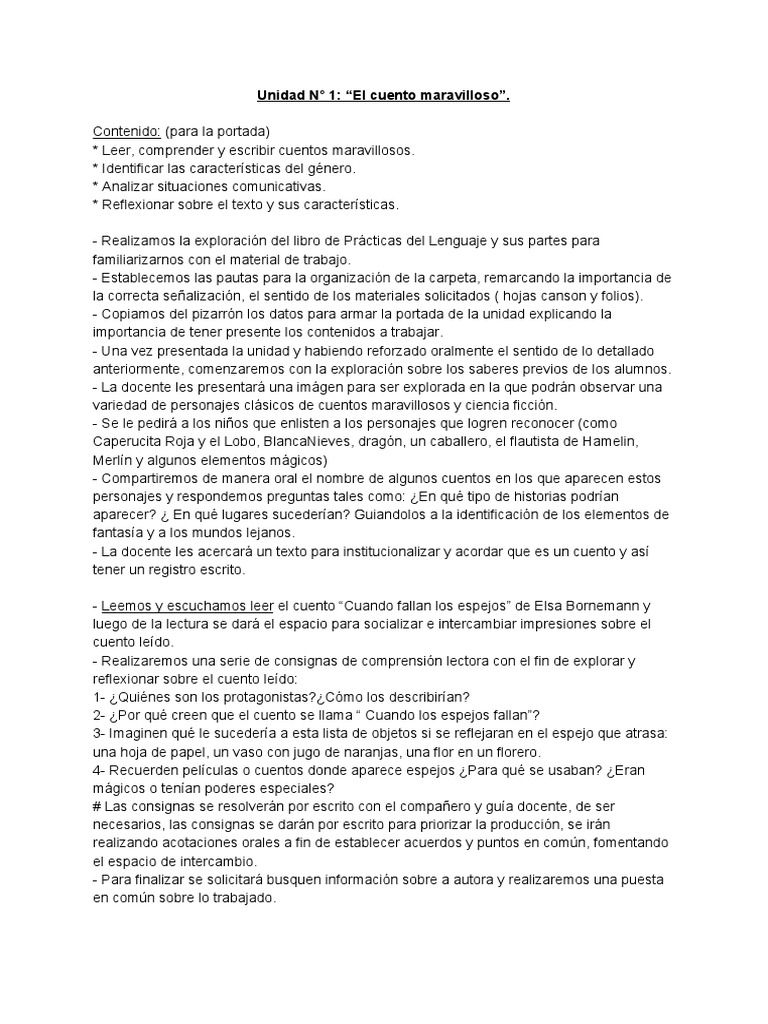 Unidad #1: "El Cuento Maravilloso" | PDF | Cuentos | Narrativa