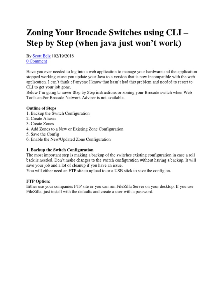Zoning Your Brocade Switches Using CLI - Step by Step | PDF | File Transfer Protocol | Computer ...