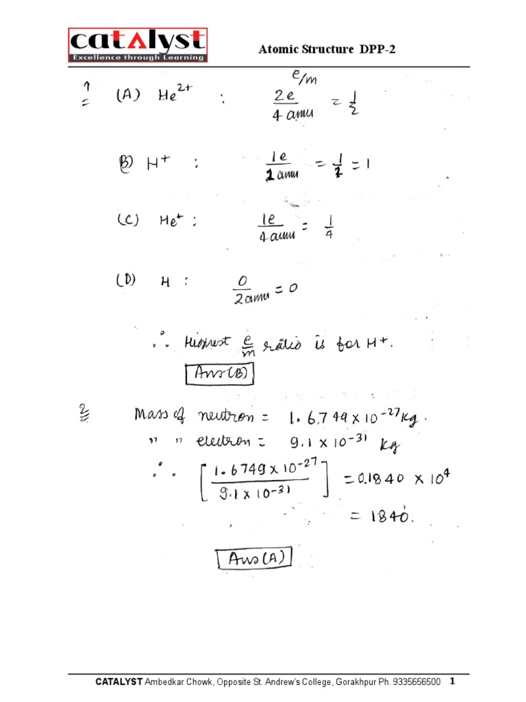 Atomic Structure Dpp-2 | PDF