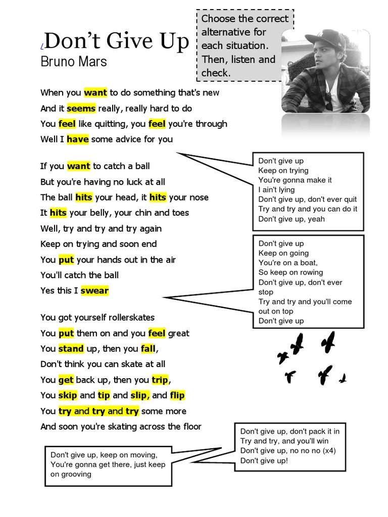 Don't Give Up: Bruno Mars | PDF