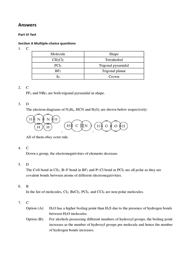 Answers: Part VI Test Section A Multiple-Choice Questions | PDF ...