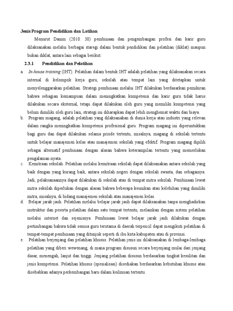 Jenis Program Pendidikan Dan Latihan | PDF