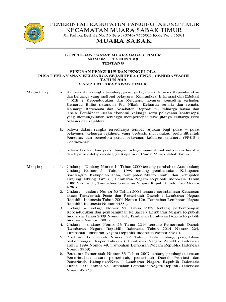SK PPKS Muara Sabak Timur | PDF