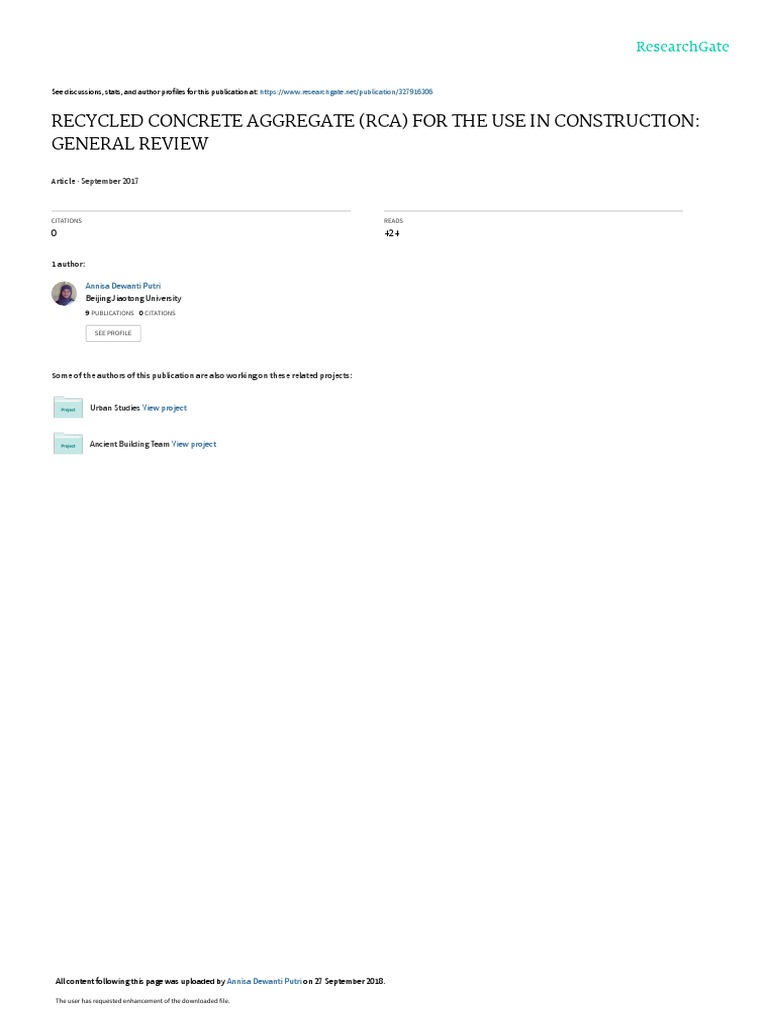 Recycled Concrete Aggregate General Review | PDF | Construction ...