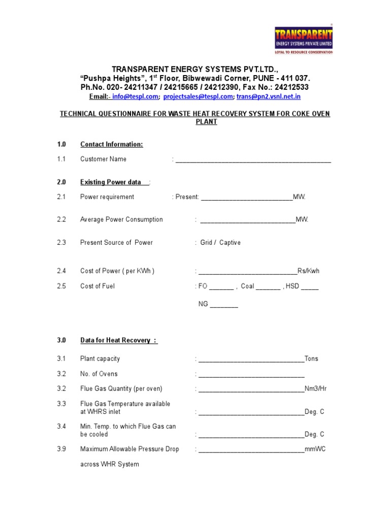 Waste Heat Recovery System For Coke Oven Plant | PDF | Solid | Chlorine