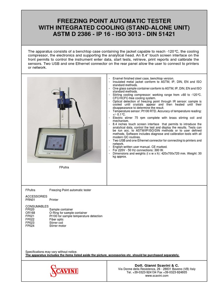 Freezing Point Automatic Tester With Integrated Cooling (Stand-Alone ...