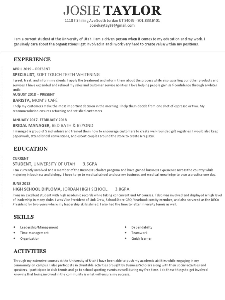 Updated Resume | PDF | Cognition | Behavior Modification