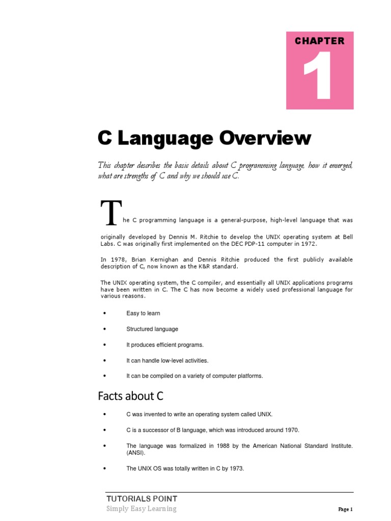 Introduction To C Programming Pdf C Programming Language Source