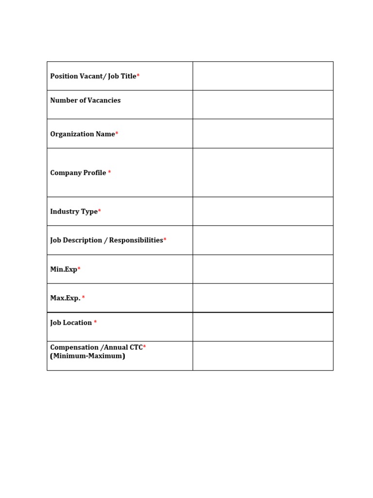 Job Description Form | PDF