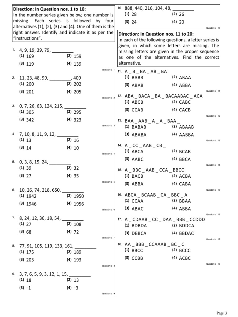 Number and Letter Series Quiz | PDF