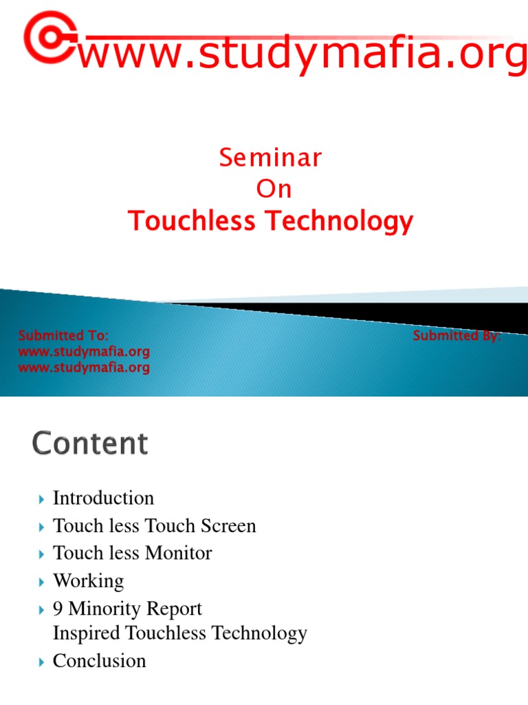 CSE Touchless Touchscreen Technology | PDF | Touchscreen | Human–Computer Interaction