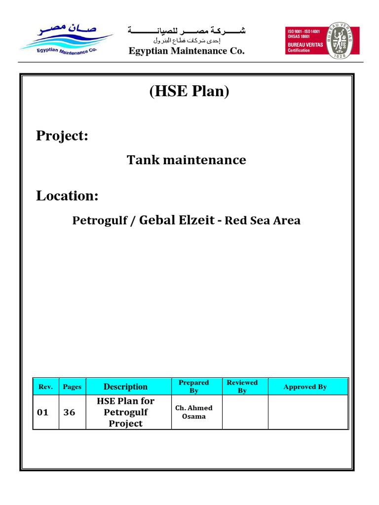 (HSE Plan) : Project | PDF | Occupational Safety And Health | Risk ...