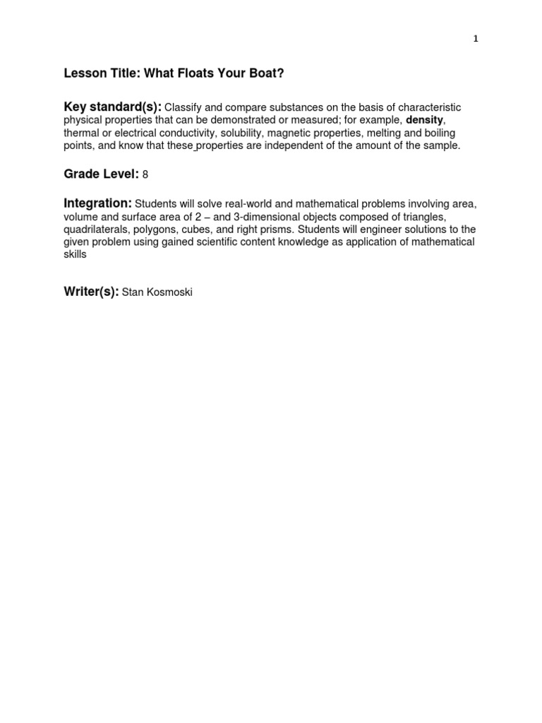 What Floats Your Boat | PDF | Buoyancy | Density