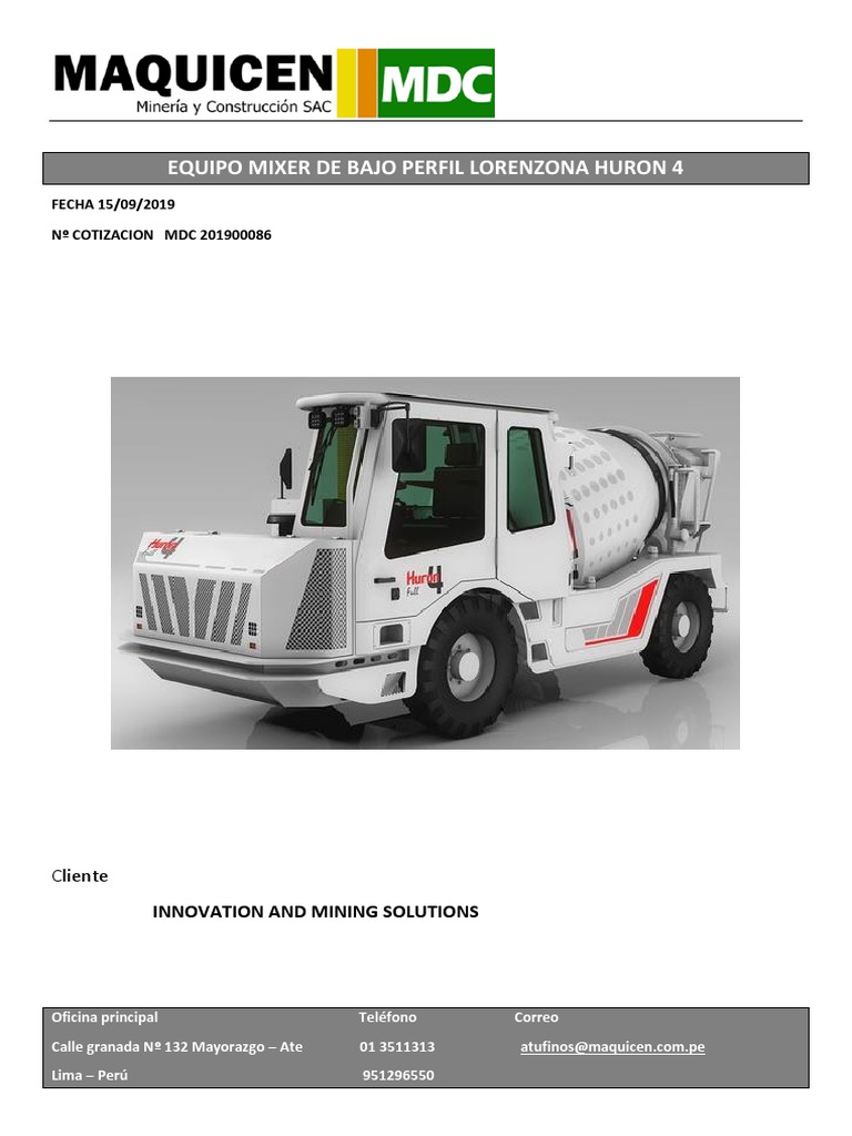 Equipo Mixer de Bajo Perfil Lorenzona Huron 4 v1 Iams | PDF | Science ...