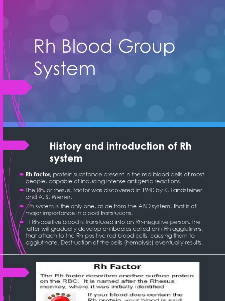 RH Blood Group System | PDF | Blood Type | Anatomy
