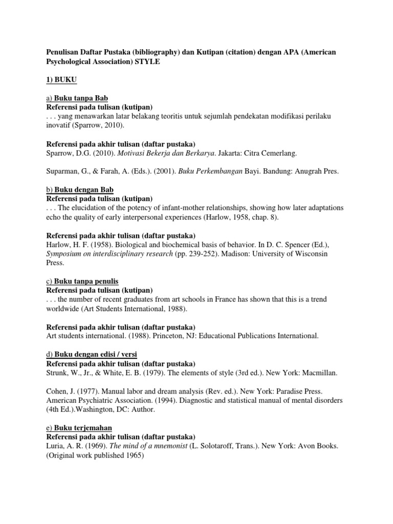 Teknik Penulisan APA Style | PDF