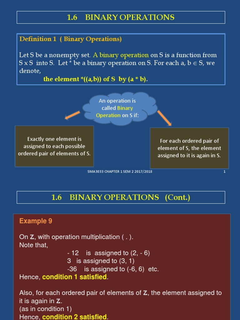 Ch1 - Part2 Binary Operation | PDF | Multiplication | Functions And ...