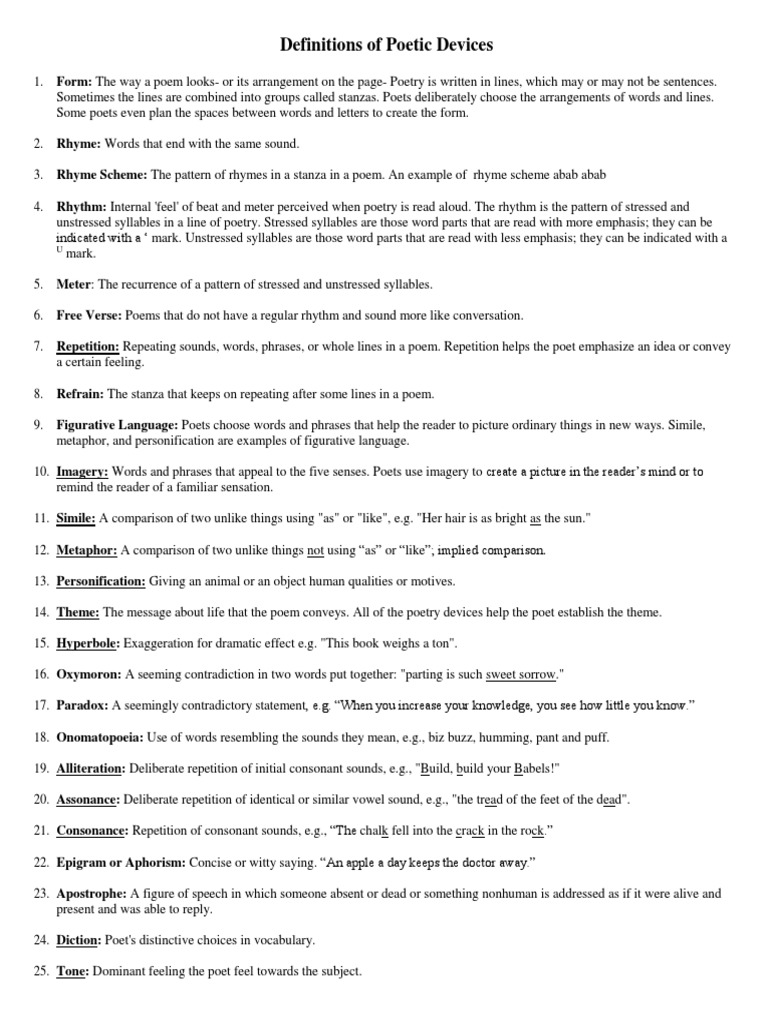 39-Definitions of Poetic Device-2 | PDF | Stress (Linguistics) | Poetry