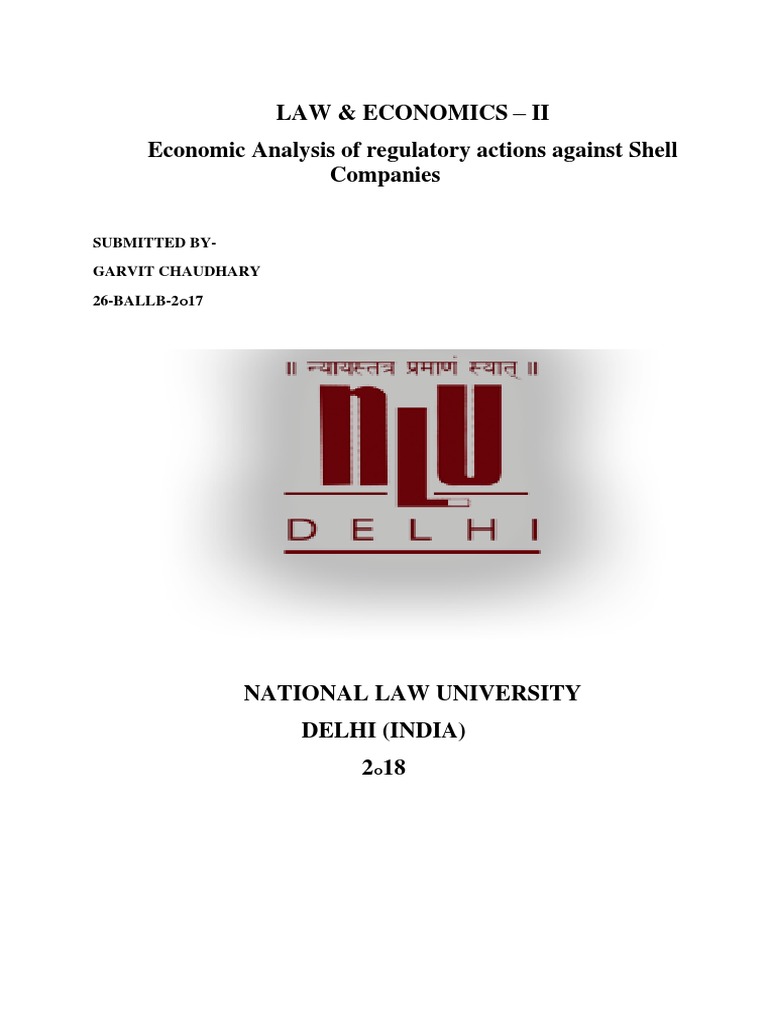 Law & Economics - Ii Economic Analysis of Regulatory Actions Against ...