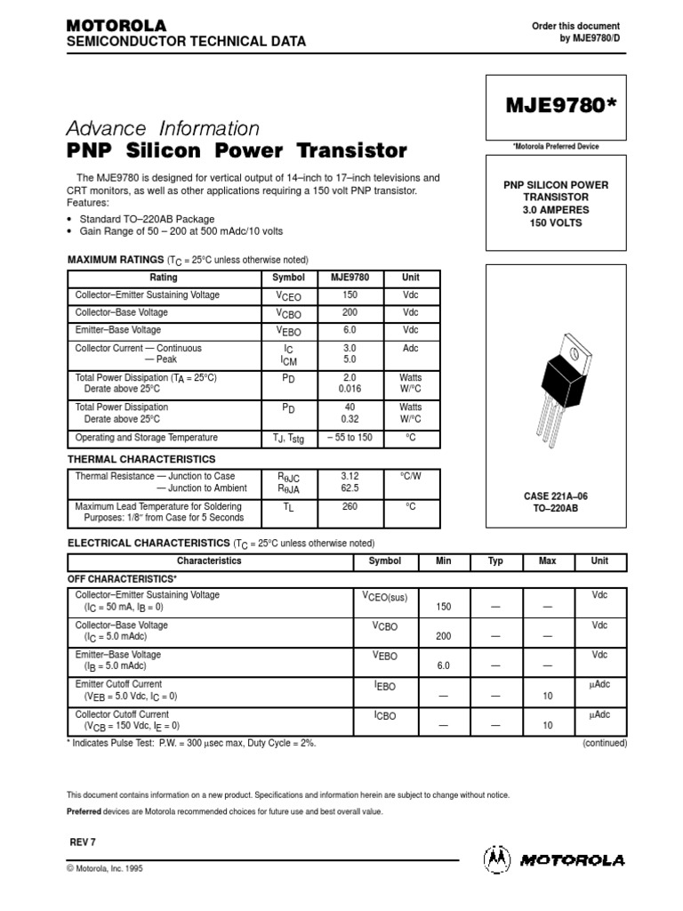 Semiconductor Technical Data: PNP Silicon Power Transistor 3.0 Amperes ...