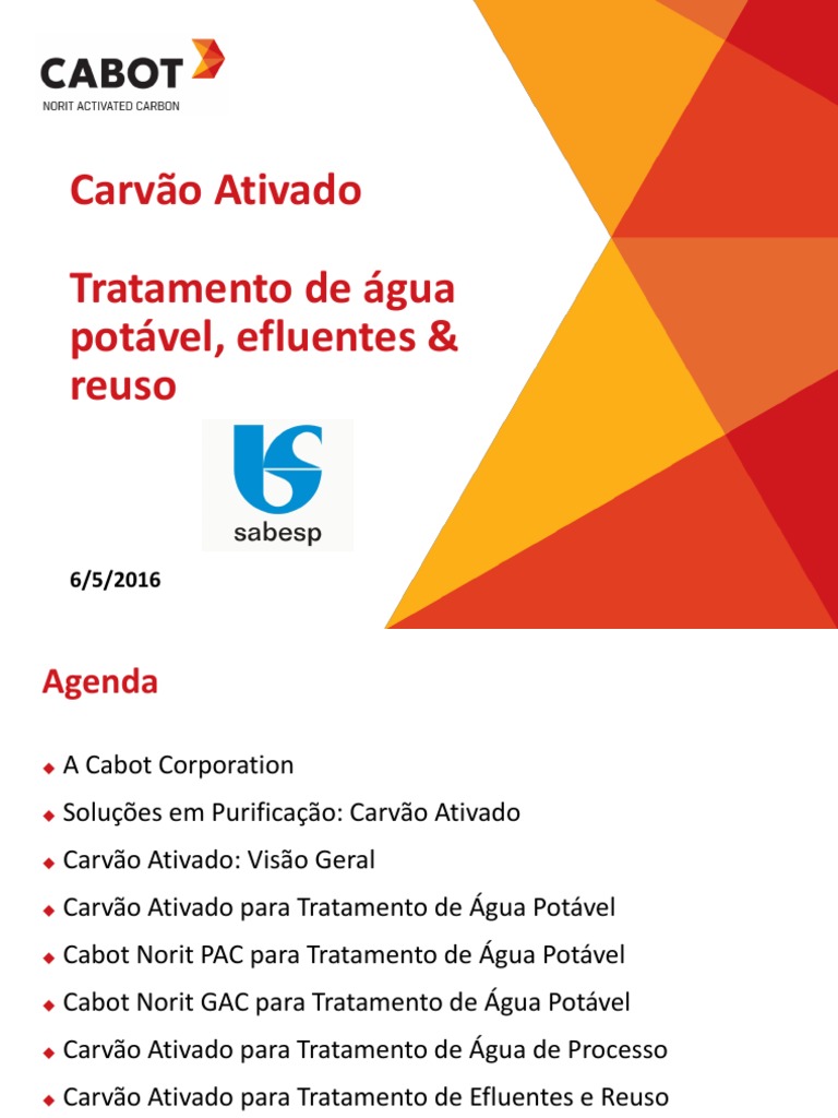 Cabot-Norit Carvão Ativado - Águas - SABESP | PDF | Adsorção | Materiais