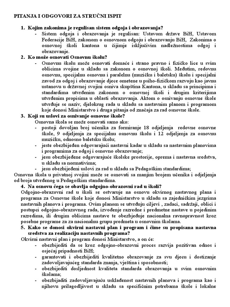 STRUCNI ISPIT Pitanja I Odgovori II | PDF