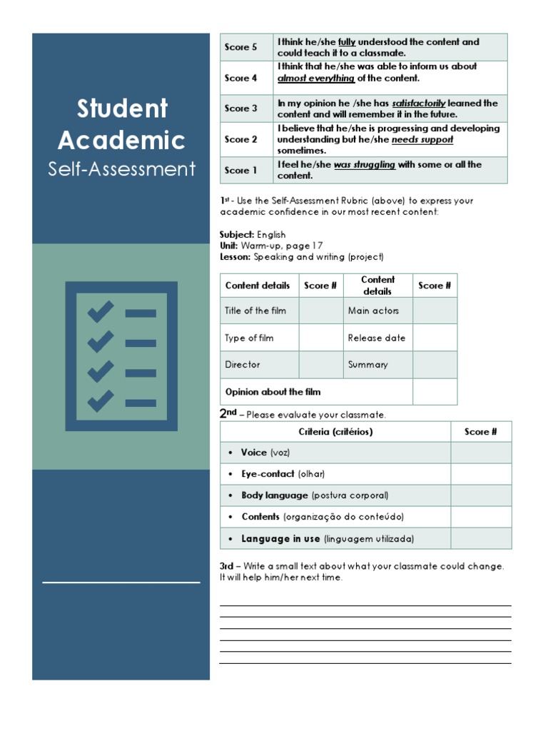 Student Academic: Self-Assessment | PDF