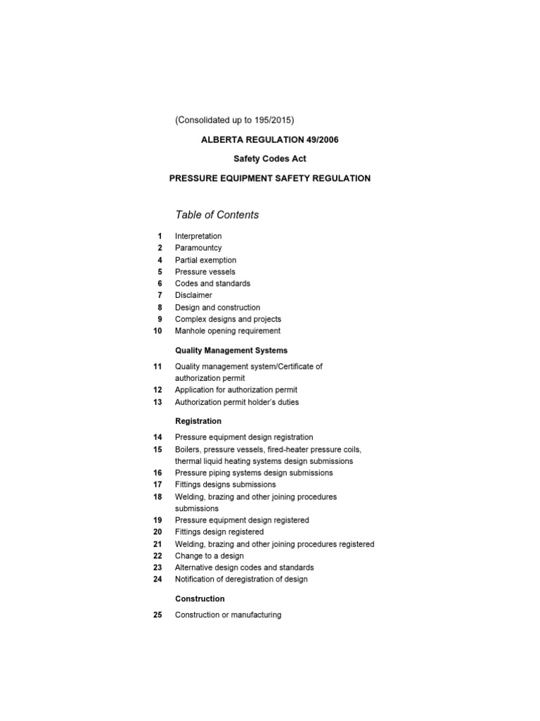 Pressure Equipment Safety Actpart-1part-3 | PDF | Technology & Engineering