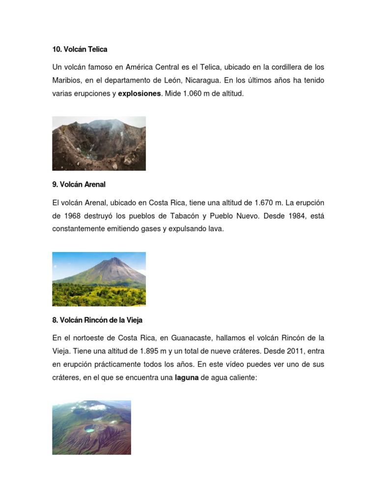 Volcanes de Centroamerica | PDF | Volcán | Formaciones terrestres ...