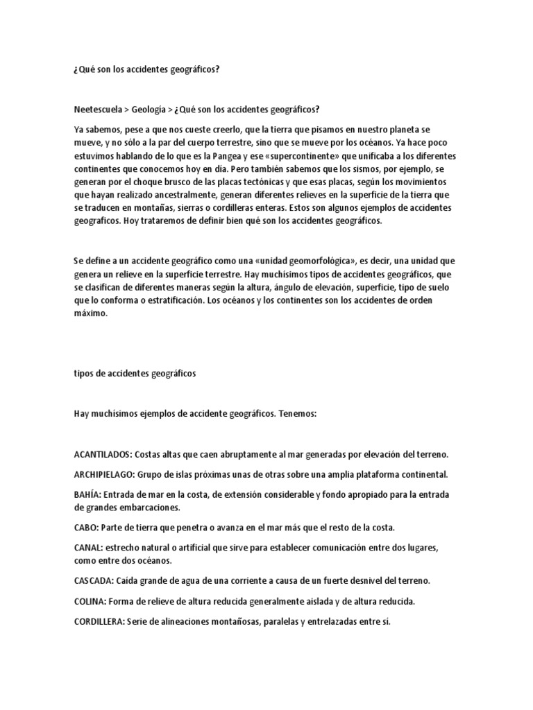 Qué Son Los Accidentes Geográficos | PDF | lago | Río