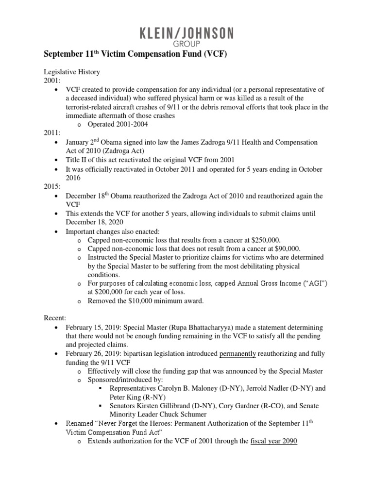 September 11th Victim Compensation Fund | Download Free PDF | Damages ...