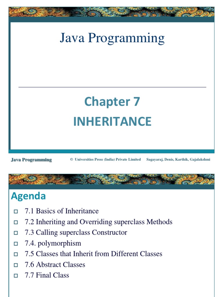 Chapter 7 | PDF | Inheritance (Object Oriented Programming) | Method (Computer Programming)