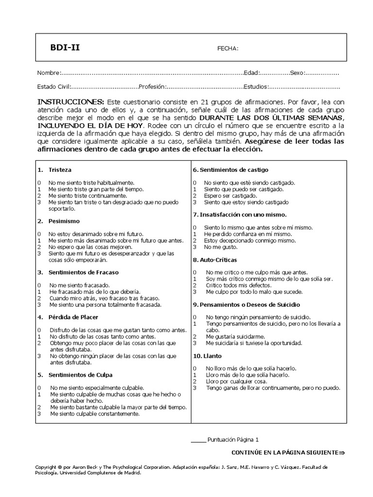 BDI-II - Adaptación Española | PDF