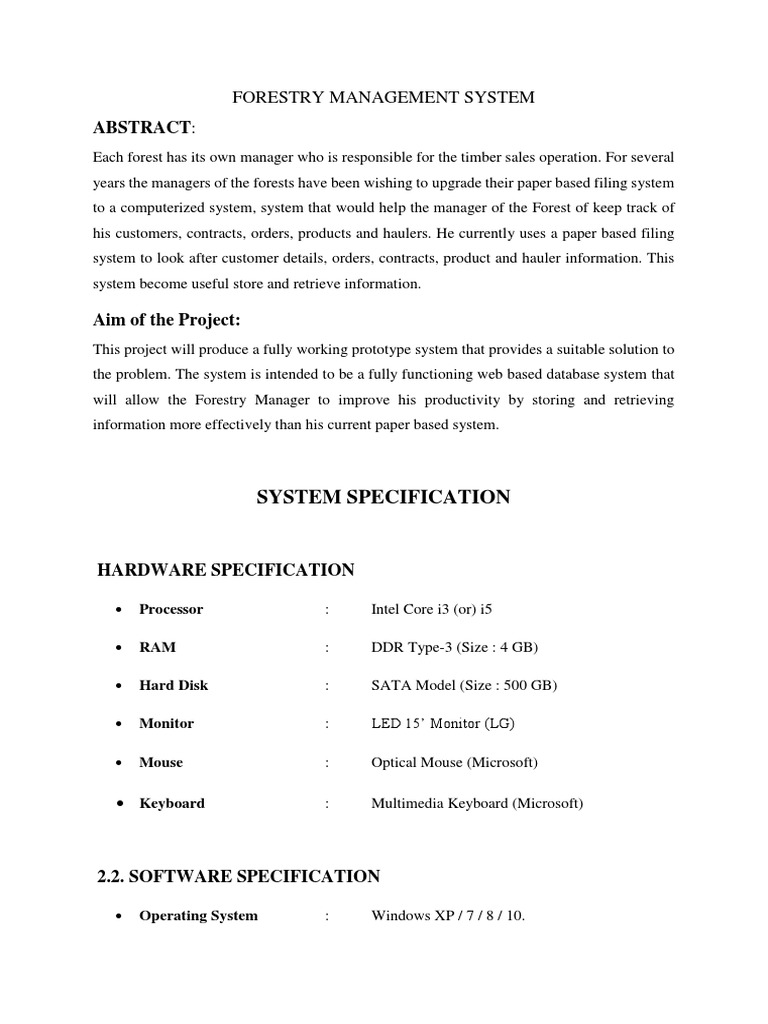 Web-Based Forestry Management System | PDF | Microsoft Access | Databases
