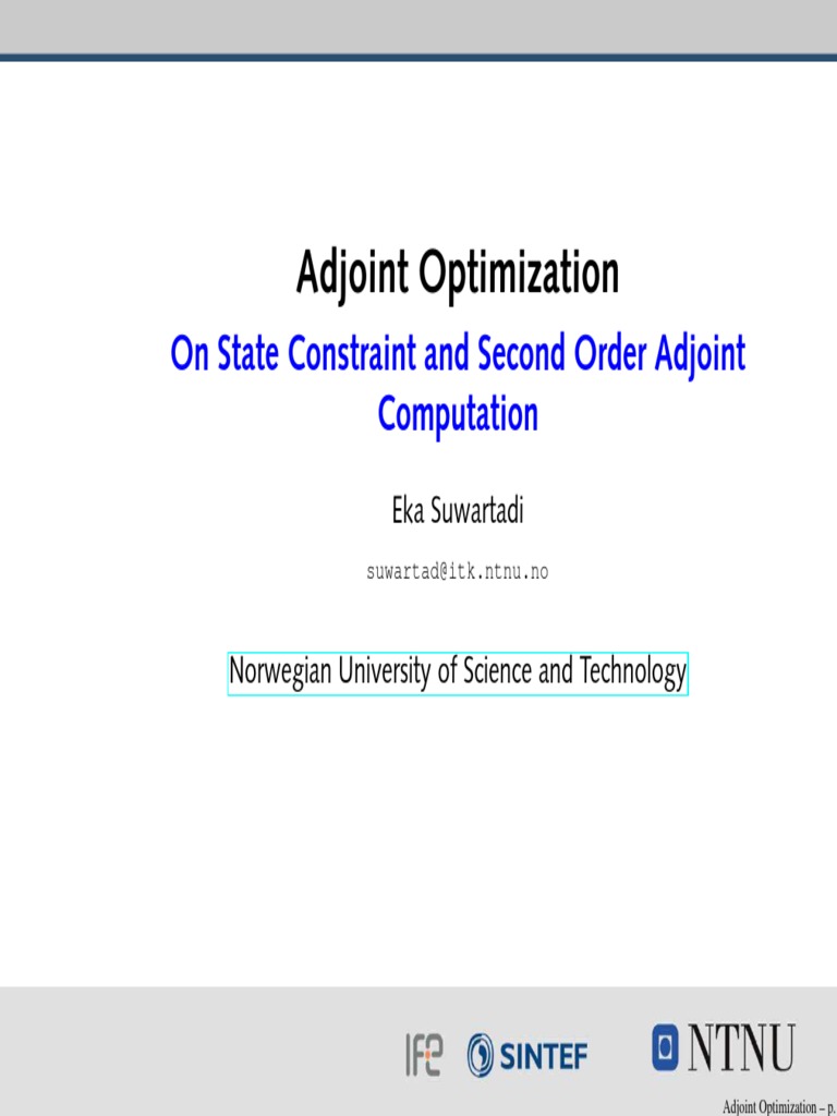 Adjoint Optimization: On State Constraint and Second Order Adjoint Computation | PDF ...