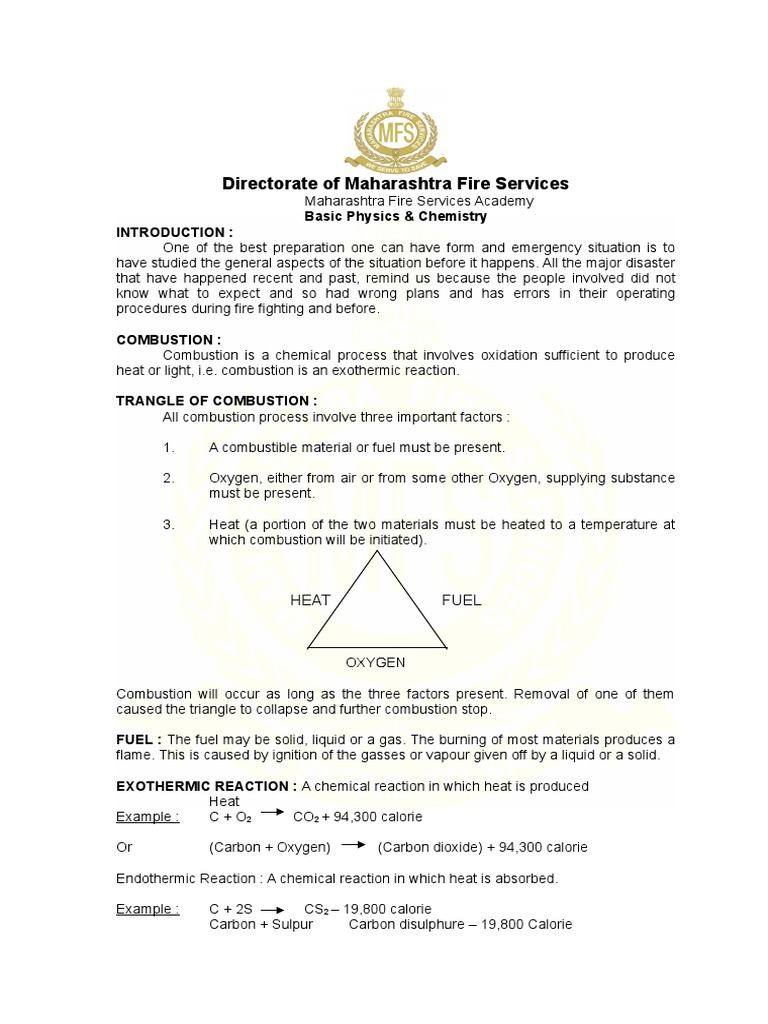 Basic of Physics and Chemistry in Fire | PDF | Combustion | Fires