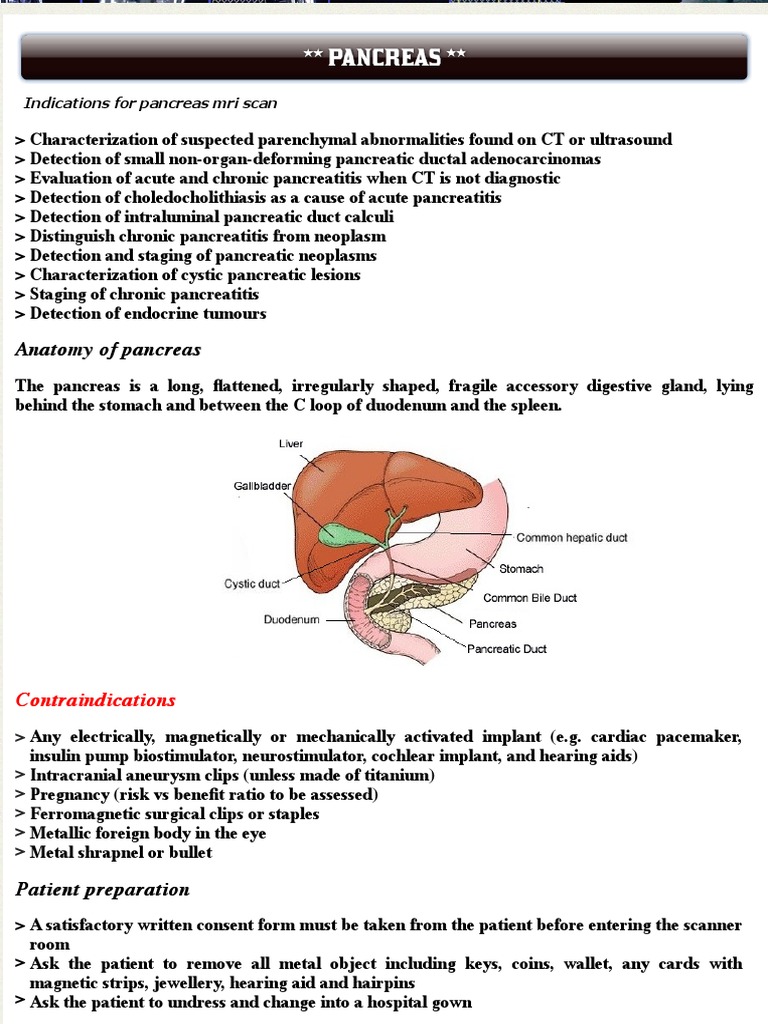 Pancreas MRI Planning - Indications For MRI Pancreas Scan - MRI ...