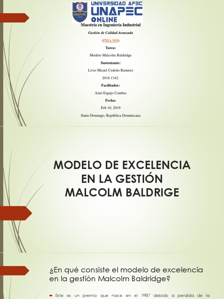 Modelo de Excelencia en La Gestion Malcolm Baldrige | PDF | Calidad ...