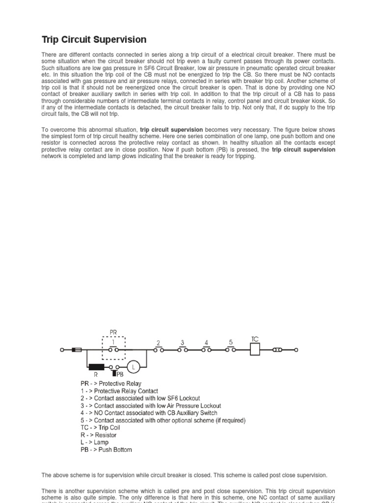 Trip Circuit Supervision | PDF | Relay | Electrical Network