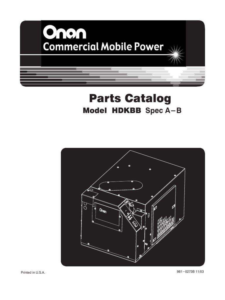 981-0273B Onan HDKBB (Spec A-B) Diesel Genset Parts Manual (11-2003 ...