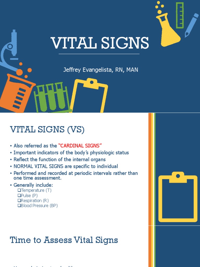 Vital Signs: Jeffrey Evangelista, RN, MAN | PDF | Breathing | Blood ...